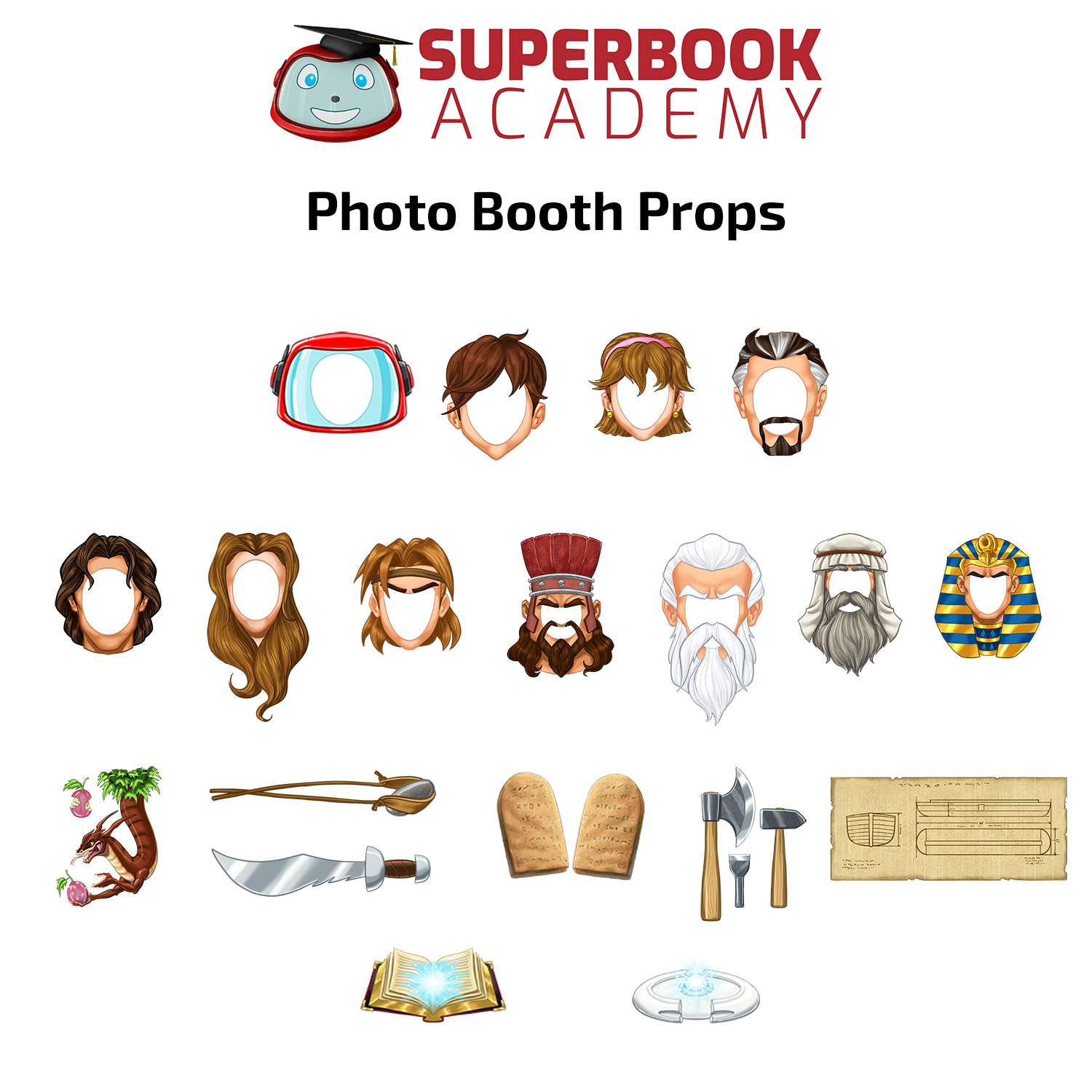 Downloadable GizmoGO! Photo Booth Props – Superbook Academy
